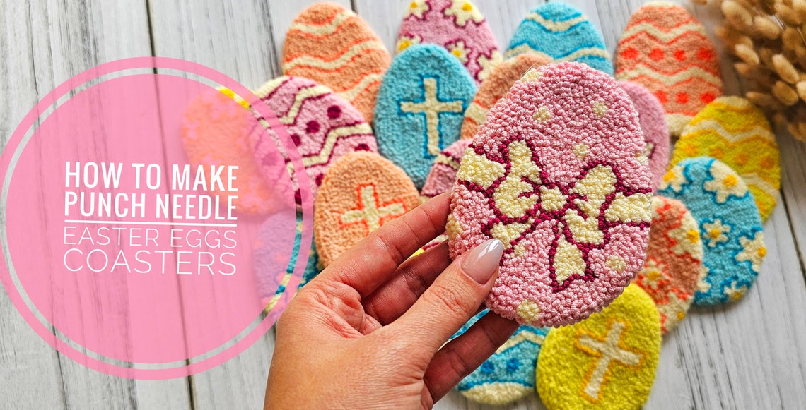 Easter Mug Rug Pattern, Punch Needle Coasters Pdf Pattern, Easter Eggs ...