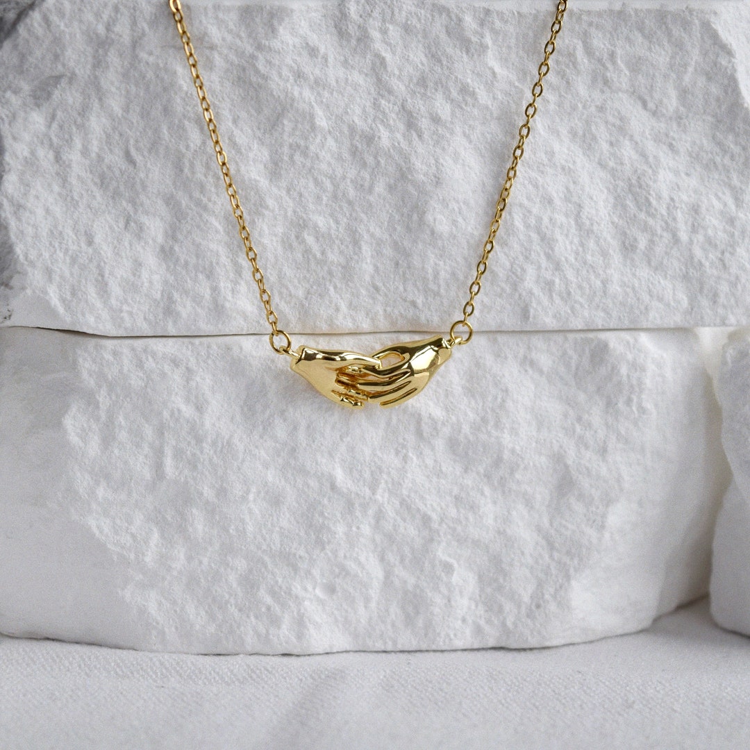 Holding Hands Necklace Gold Friendship Pendant Gift Hands - Etsy