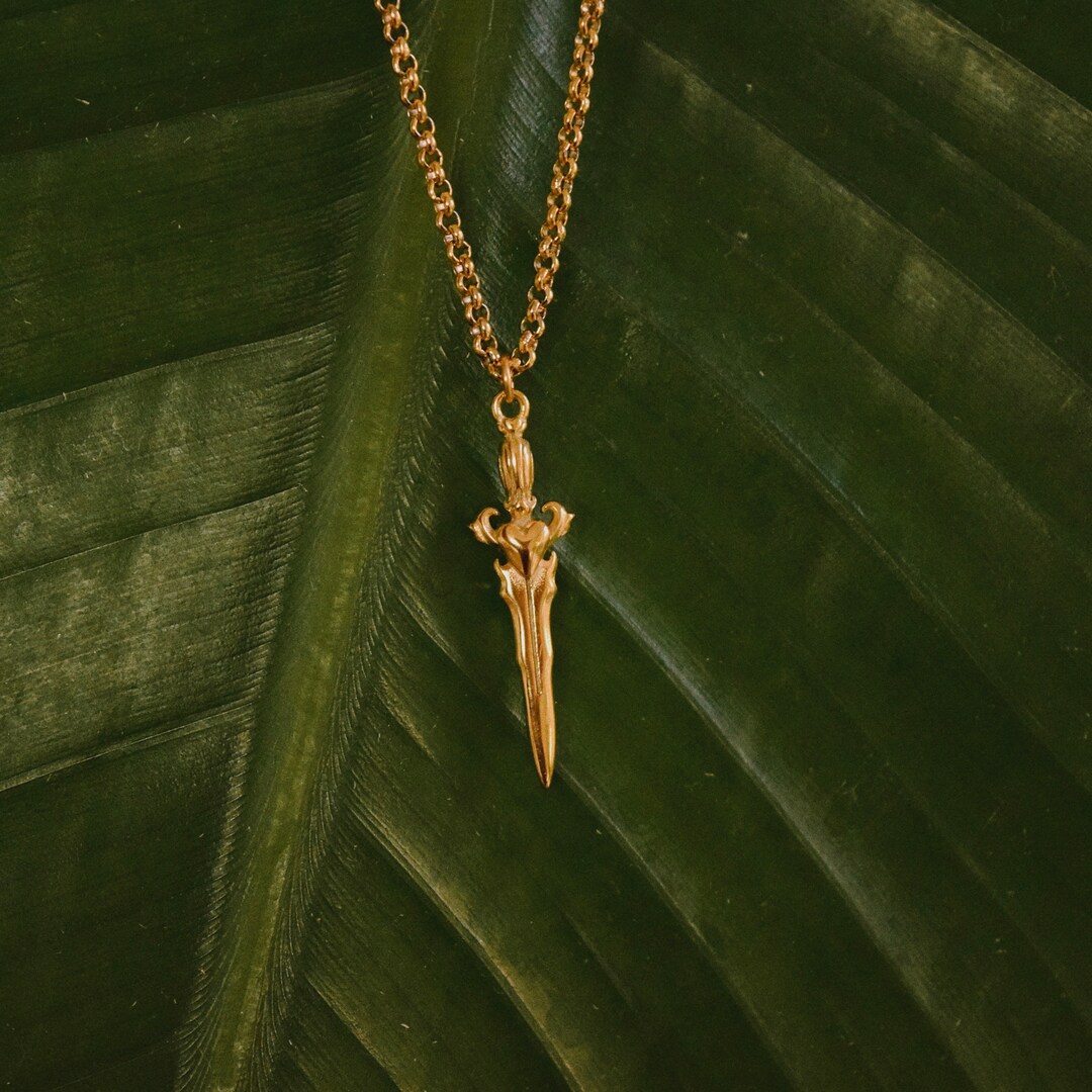 Tiny Blade Necklace, 18K Gold Handmade Sword Pendant, Minimal 316L ...