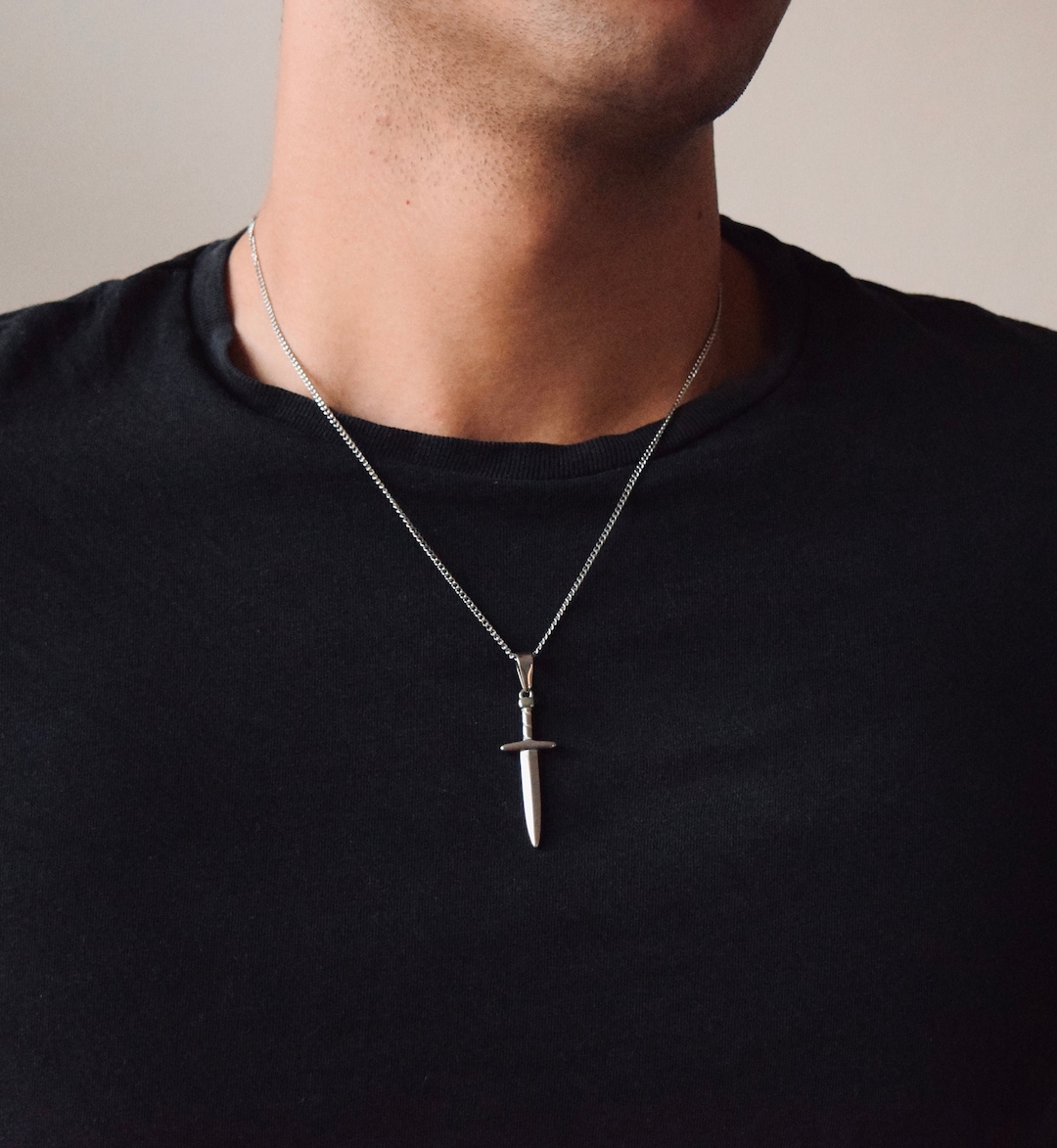 Sword Pendant, Silver Handmade Sword Necklace, Minimal 316L Stainless ...