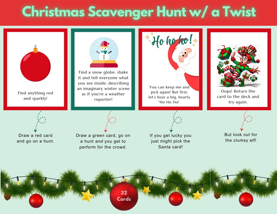 Christmas Scavenger Hunt Game Printable Fun Holiday Activity for Kids ...