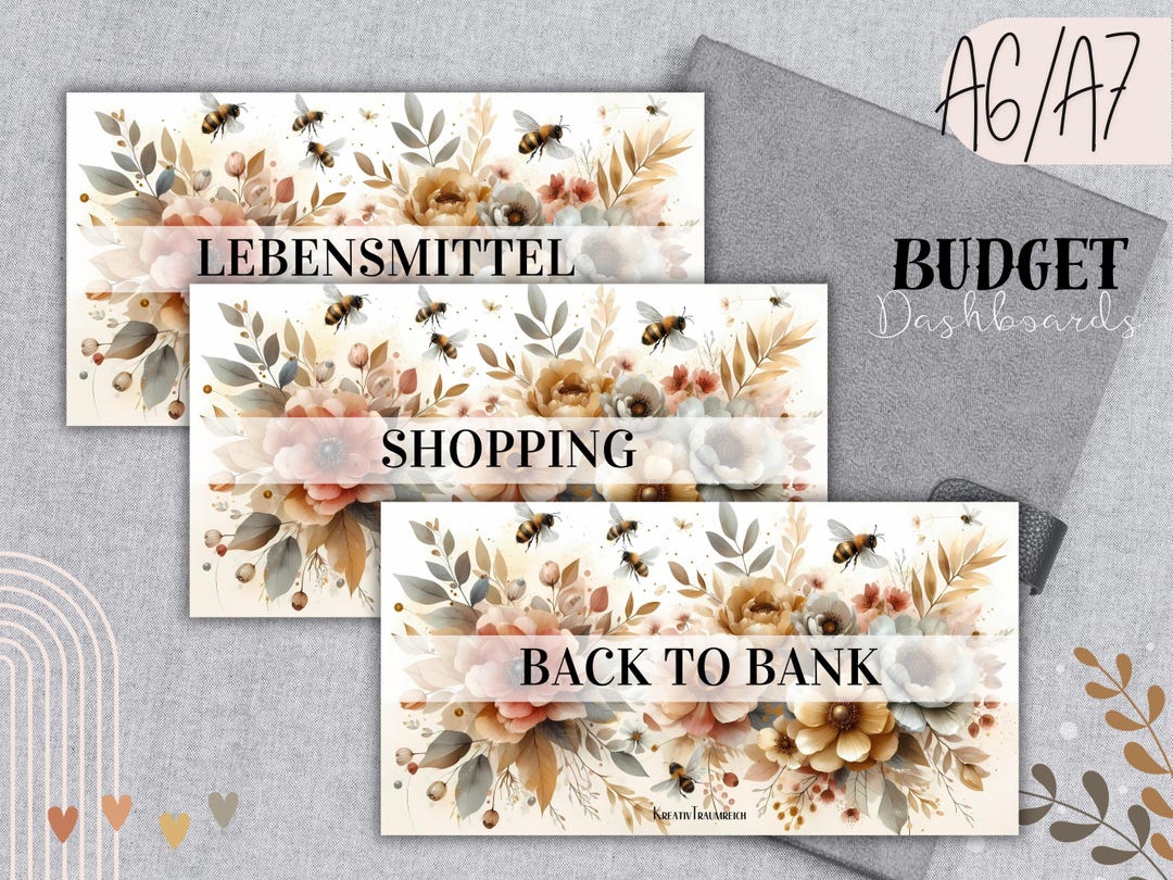 BOHO BEE DASHBOARD A6 / A7 Floral Cover, Fits Zipper Sleeves / Budget ...