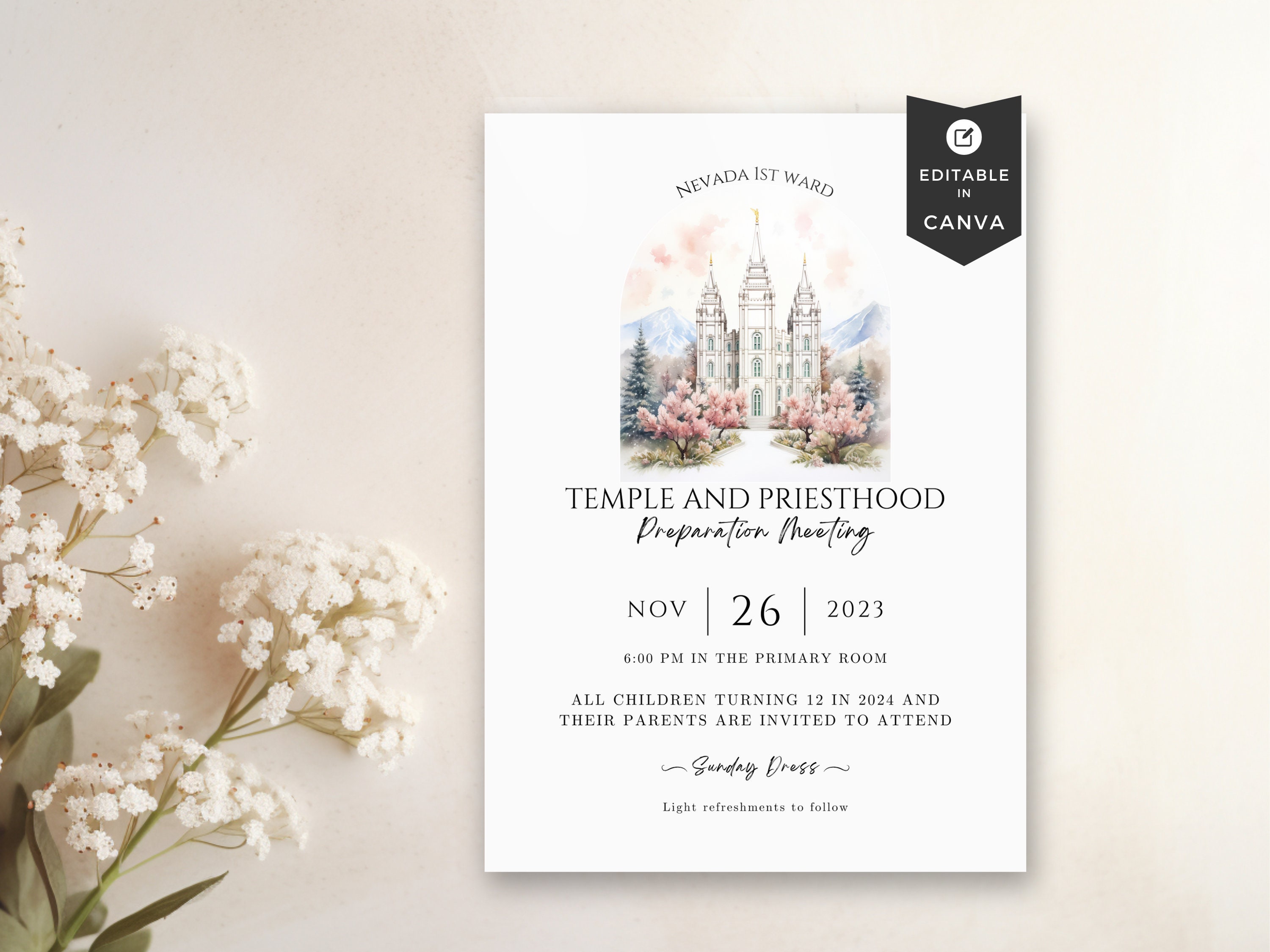 Temple And Priesthood Preparation Invitation Priesthood Preparation Meeting Announcement Lds