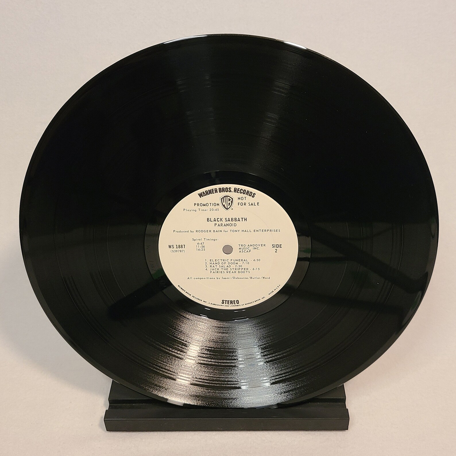 Original 1970 White Label Promo, Black Sabbath - Paranoid | Warner ...