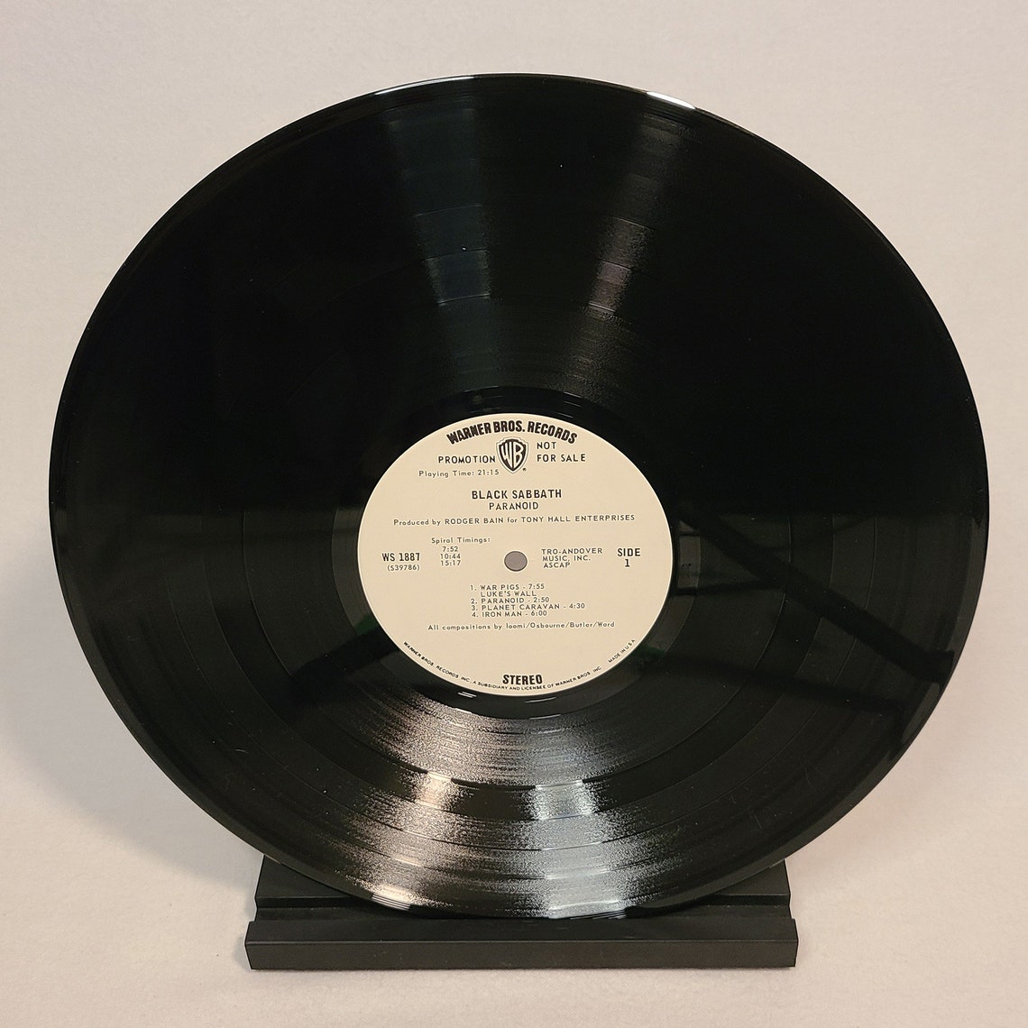 Original 1970 White Label Promo, Black Sabbath - Paranoid | Warner ...