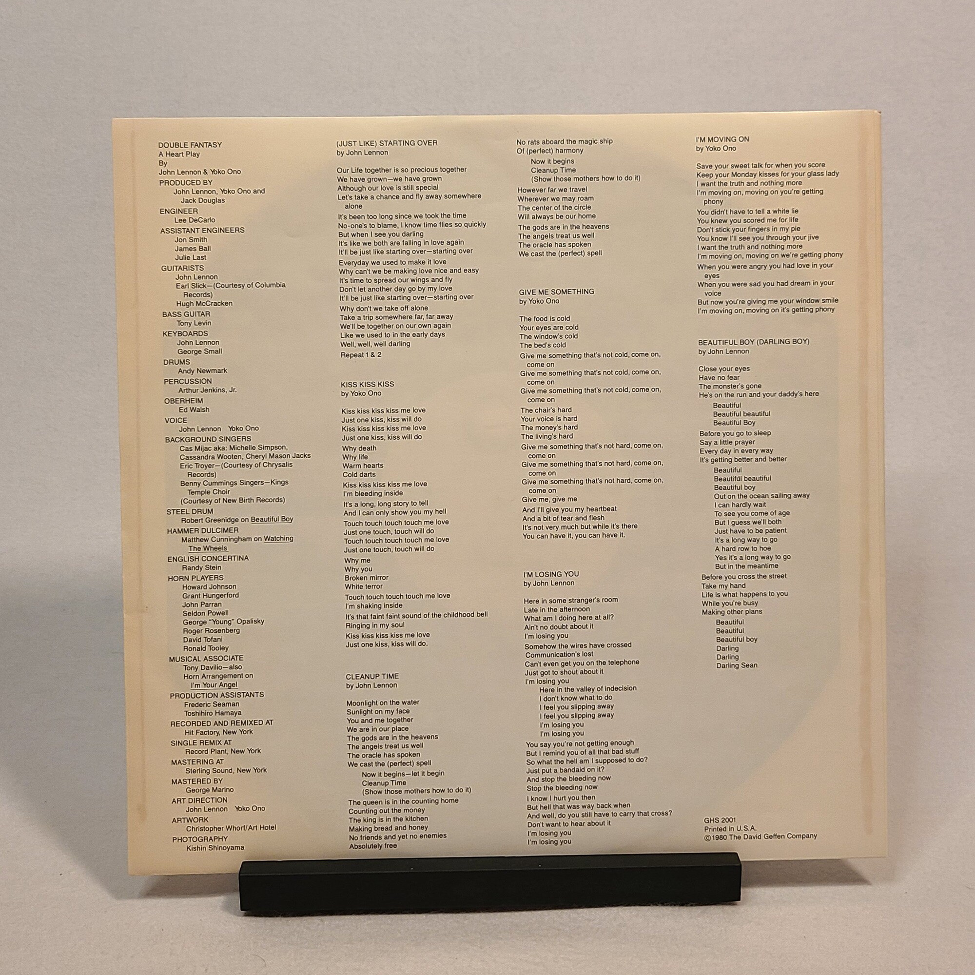 Vintage 1980, John Lennon / Yoko Ono Double Fantasy Geffen Records, GHS ...