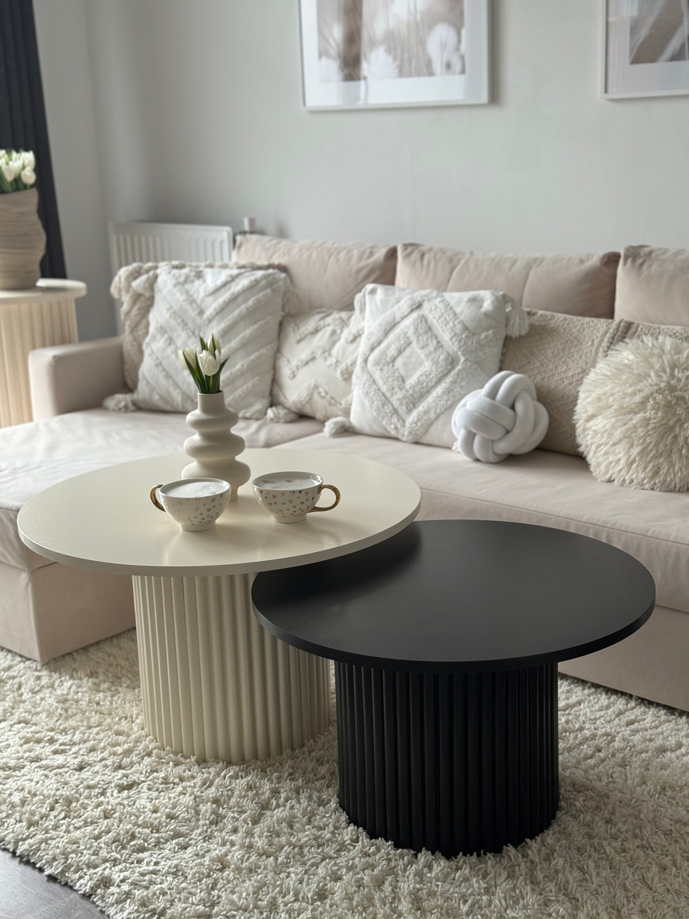 Yin and Yang Coffee Tables, Round Coffee Tables, Fluted Leg Tables - Etsy