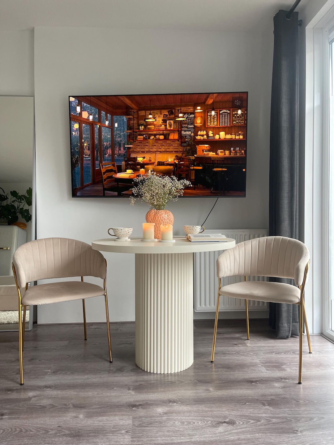 Dining Table | Round Dining Table | Ribbed Dining Table | Creamy White ...