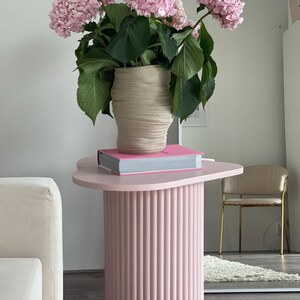 Handmade Pastel Pink Heart Side Table With Fluted Base - Etsy