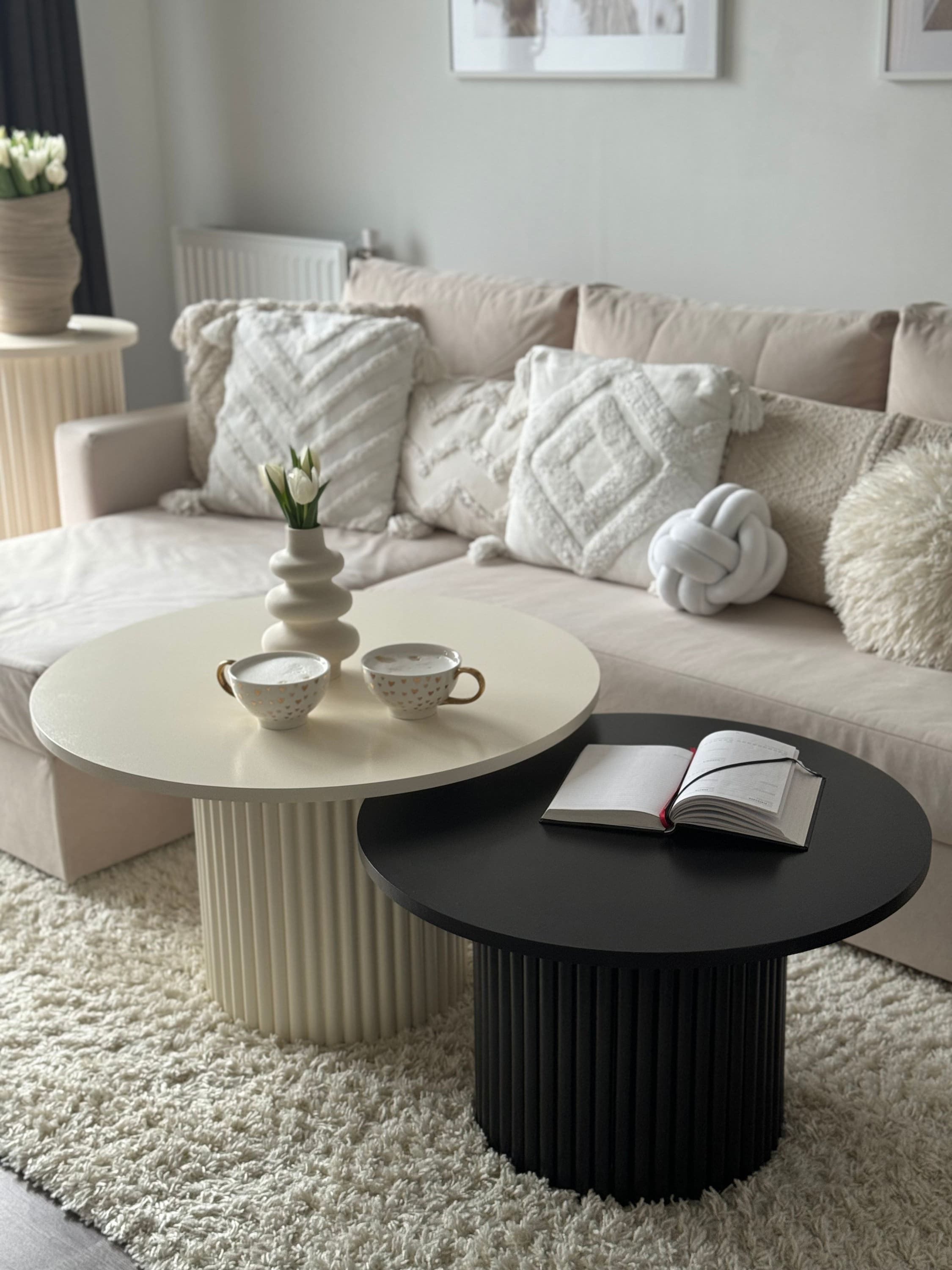 Yin and Yang Coffee Tables, Round Coffee Tables, Fluted Leg Tables - Etsy