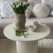 Round Fluted Table Wooden Fluted Table Creamy White Coffee Table Ribbed ...