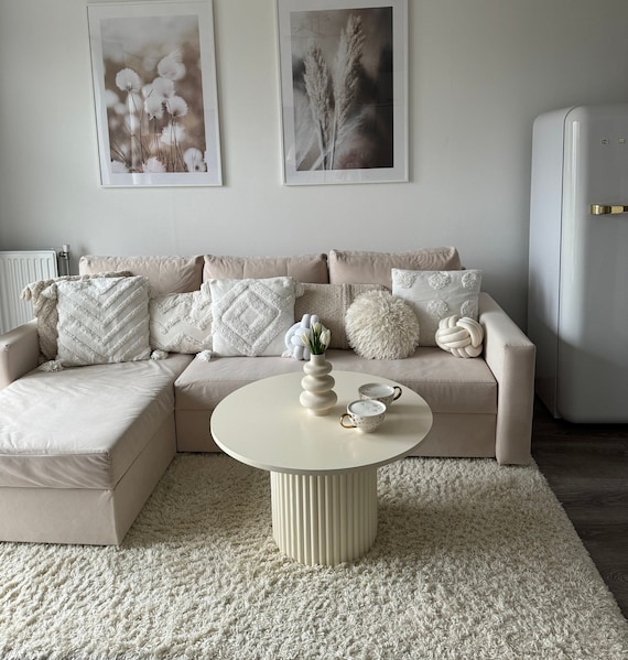 Small round coffee table white store