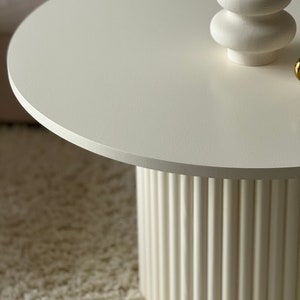 Round Fluted Table | Wooden Fluted Table | Creamy White Coffee Table ...
