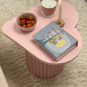 Heart-shaped Side Table Fluted Coffee Table Ribbed Side Table Red Table ...