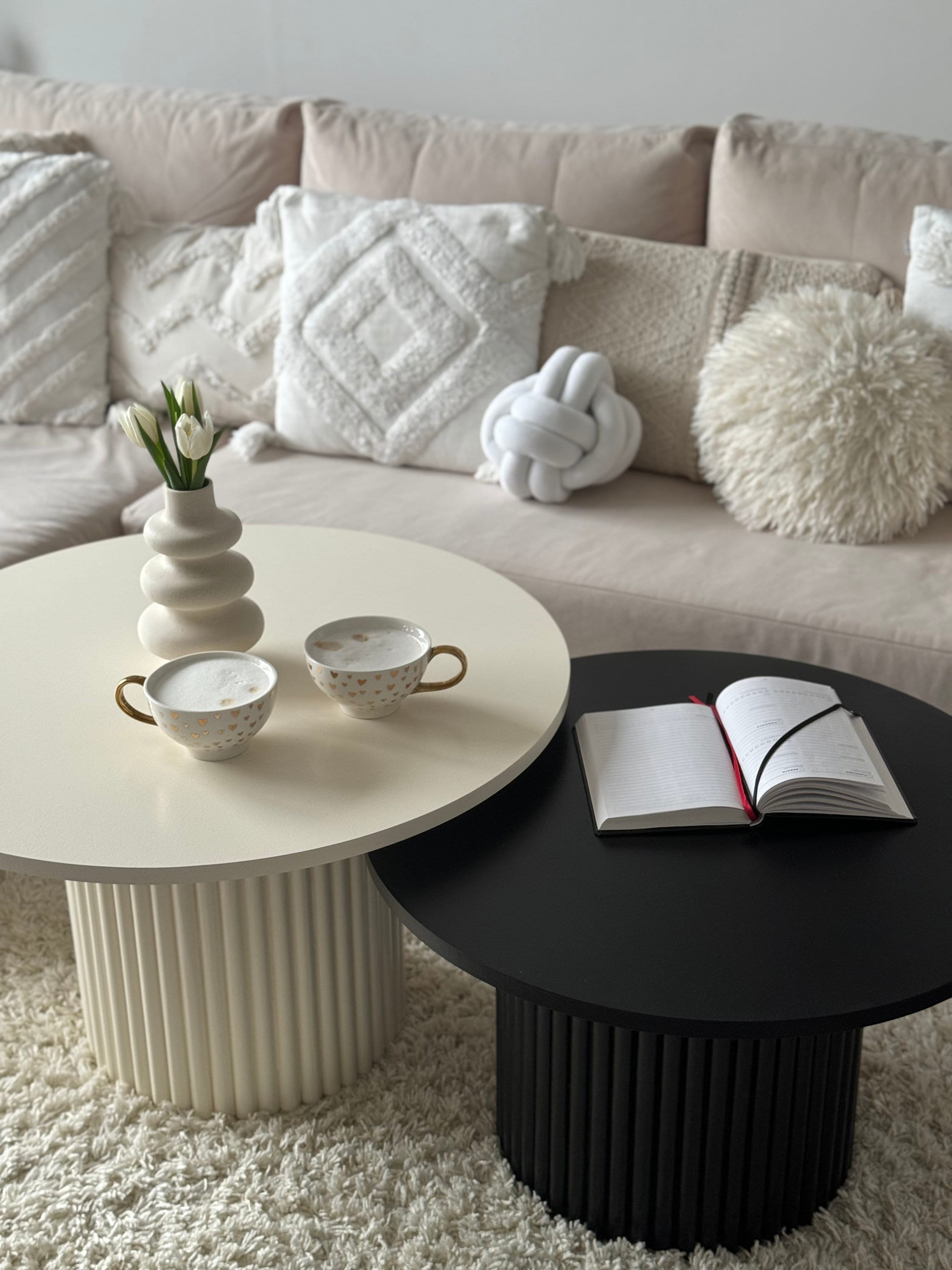 Yin and Yang Coffee Tables, Round Coffee Tables, Fluted Leg Tables - Etsy