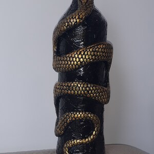 Handmade Item Golden Snake: Hand Decorated Air Clay Wine Bottle - Etsy