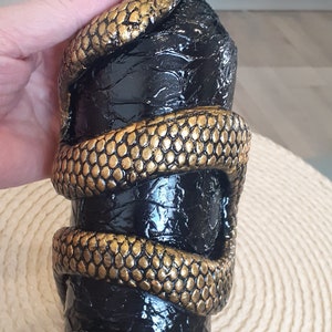 Handmade Item Golden Snake: Hand Decorated Air Clay Wine Bottle - Etsy