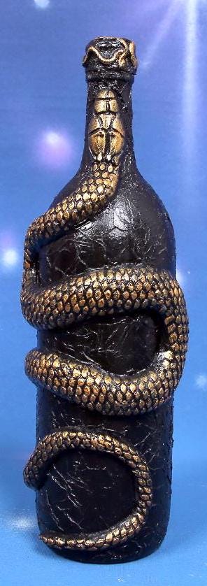 Handmade Item | Golden Snake: Hand Decorated Air Clay Wine Bottle - Etsy