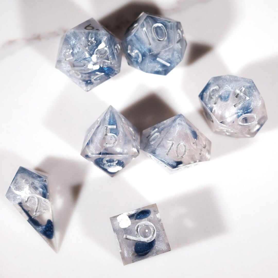 Chill Touch 7pc Handmade Polyhedral Sharp Edge Resin Dice Set for D&D ...