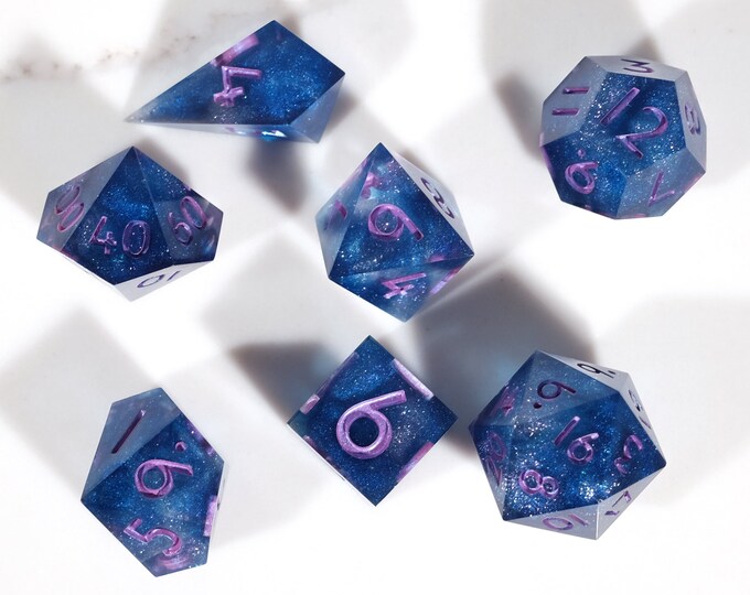 Wonder 2 — 7pc Handmade Polyhedral Sharp Edge Resin Dice Set for D&D ...