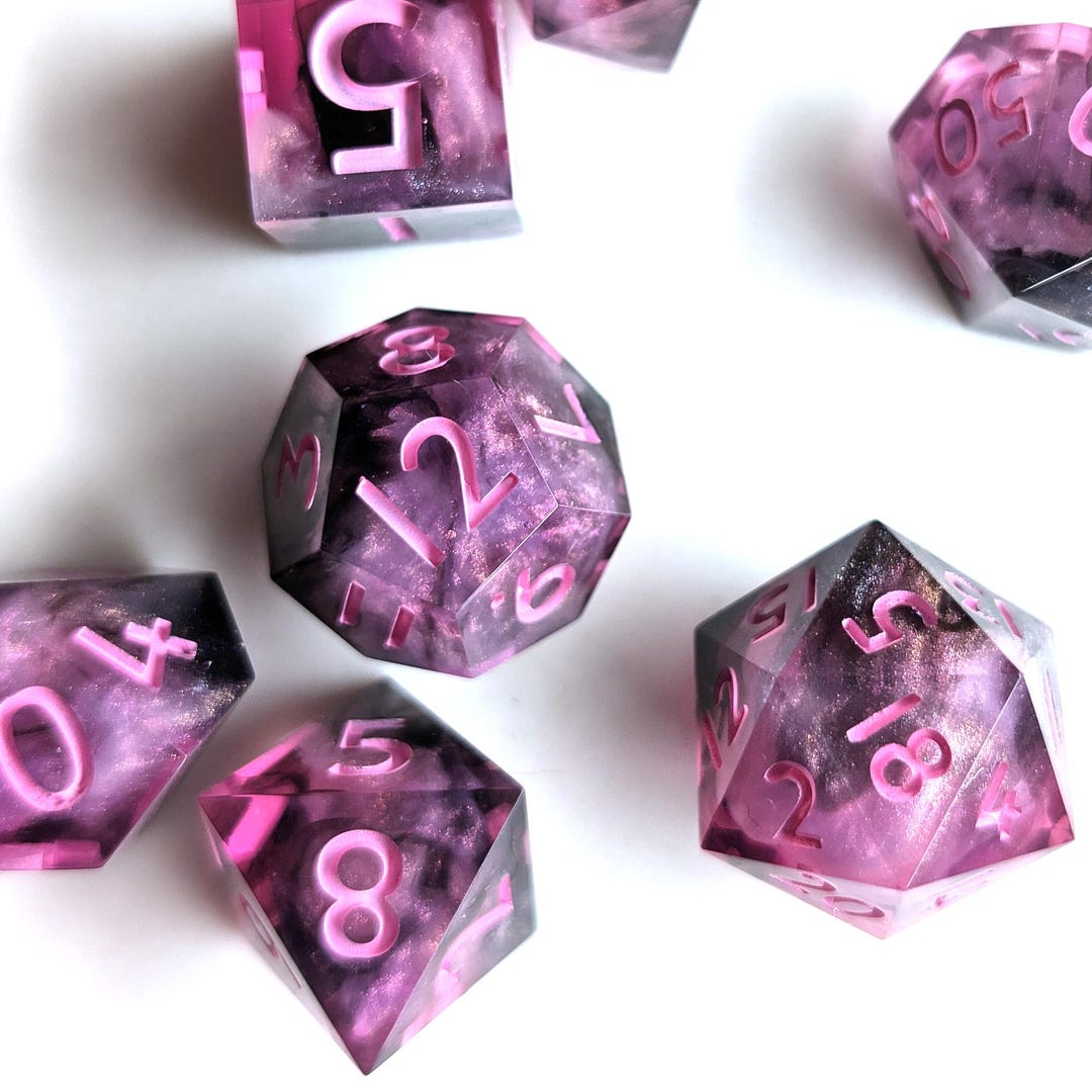 Arcane Pyre — 7pc Handmade Polyhedral Sharp Edge Resin Dice Set for D&D ...