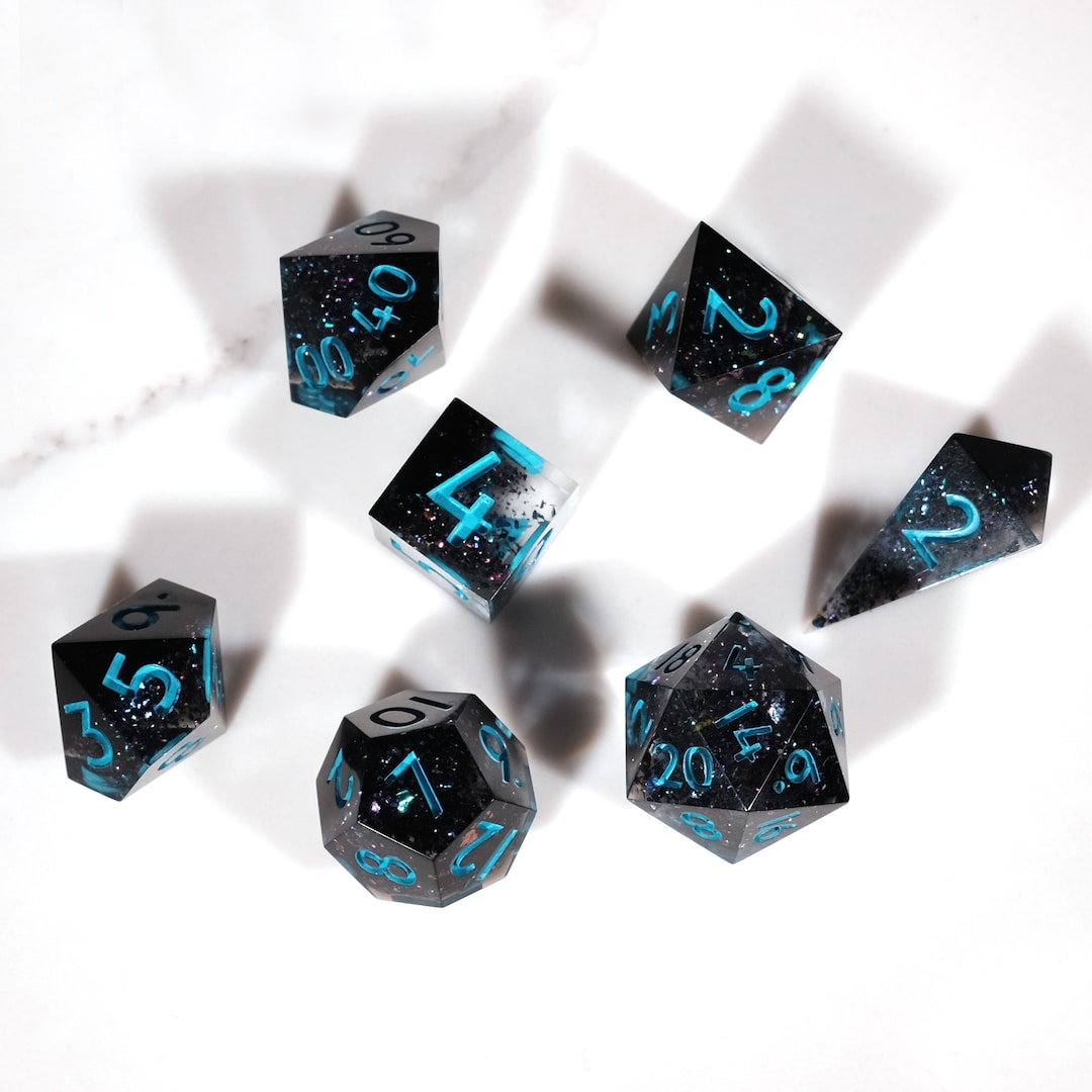 Mind Spike b-grade 7pc Handmade Polyhedral Sharp Edge Resin Dice Set ...