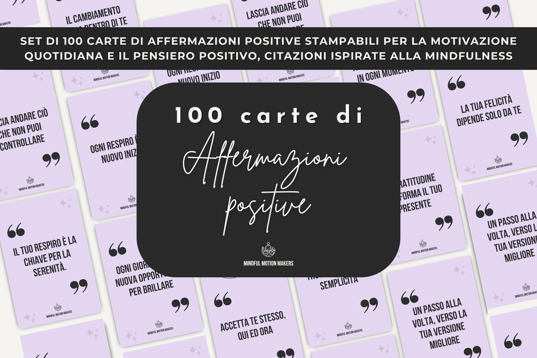 100 Printable Positive Affirmations Set - Daily Motivation, Positive ...