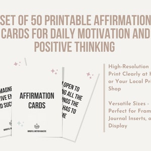 Printable Affirmation Cards for Daily Motivation and Positive Thinking ...