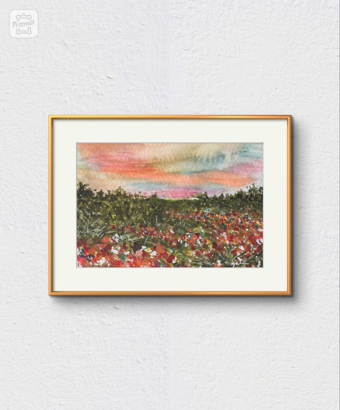 Watercolor Flower Field- Art Print - Etsy