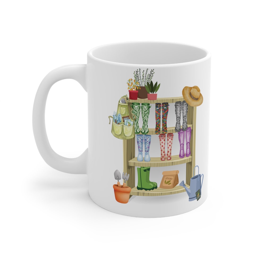 Gardeners Shoe Rack Coffee Cup, Tea Lovers Wellington Cup, Ceramic ...
