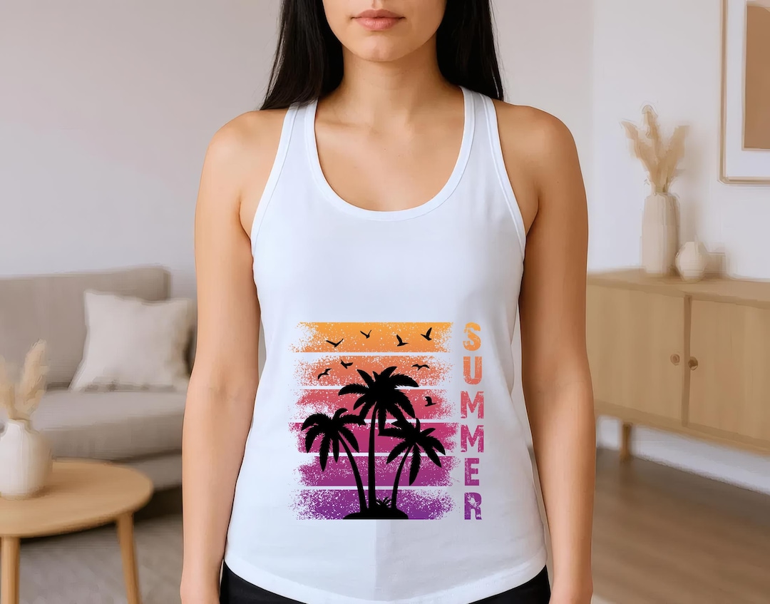 Palm Tree Tank Top, Tropical Island Tank Top, Summer Holiday Tee ...