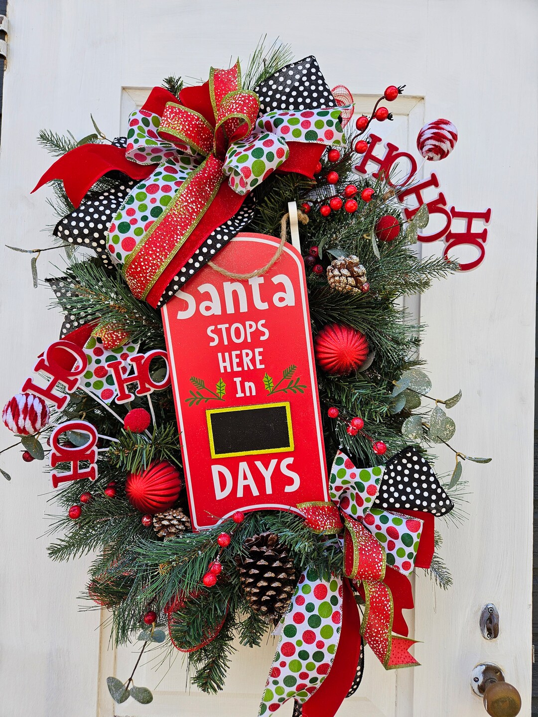 Christmas Swag, Santa Sleigh Wreath, Countdown Wreath, Chalkboard ...