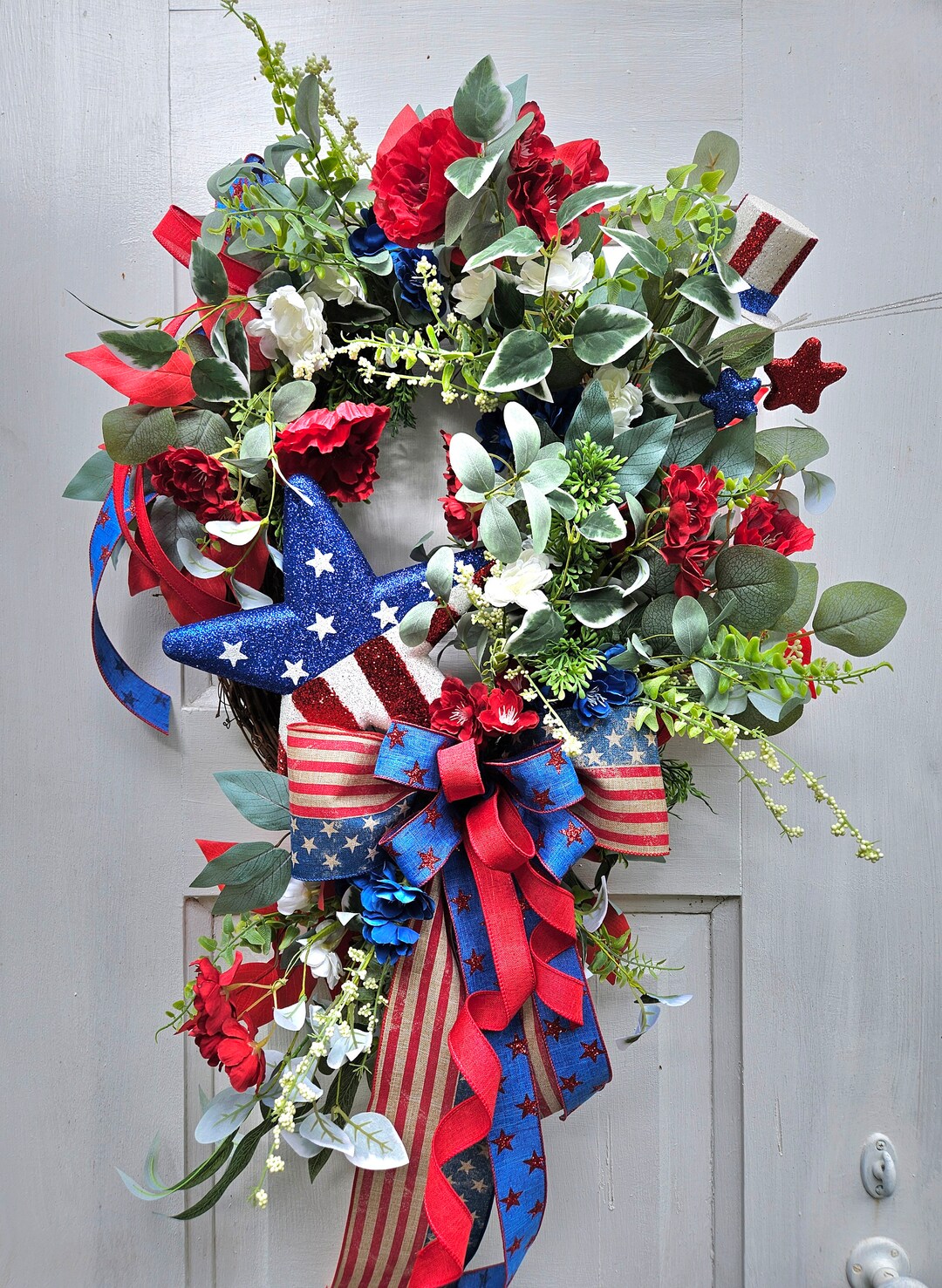 Patriotic Wreath for the Fourth of July, Americana Decor, Labor Day ...
