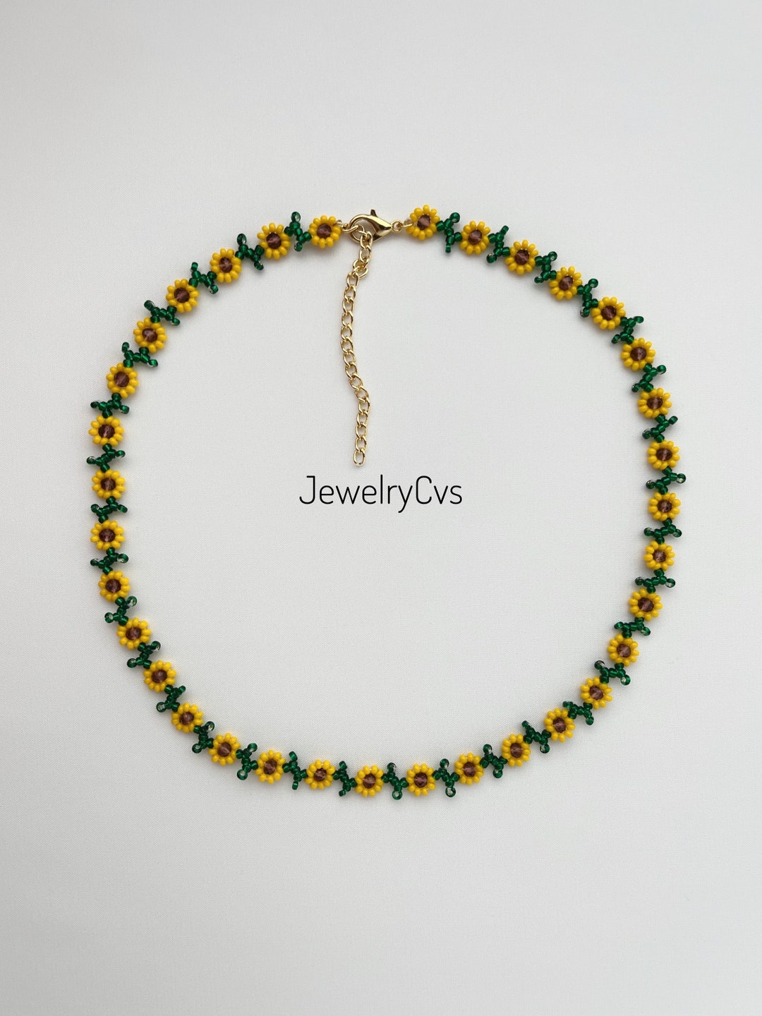 Sunflower Bead Necklace, Bead Minimalist Flower Jewelry Handmade ...