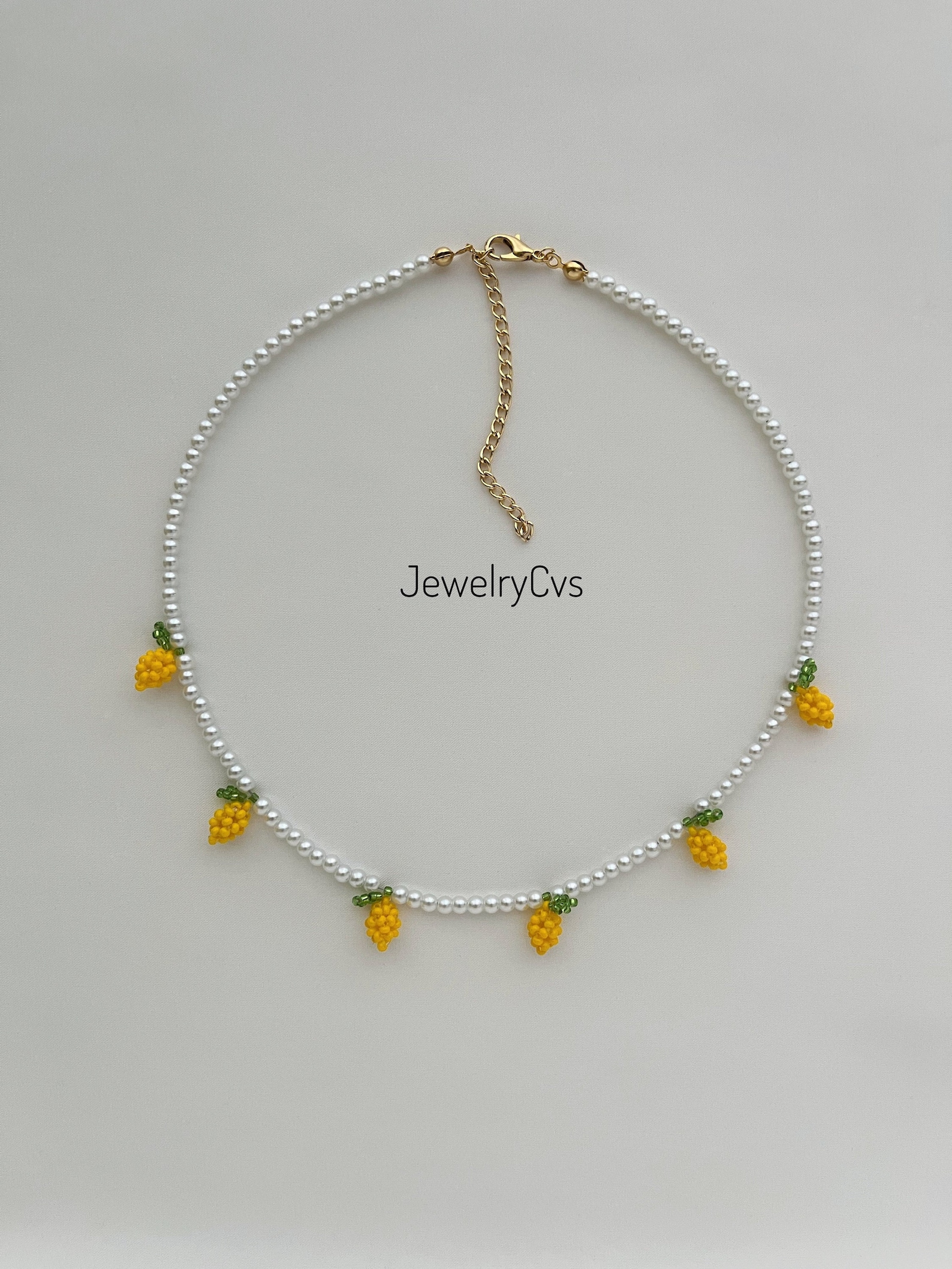 Handmade Lemon Fruit Necklace: Tiny Glass Pearl Beaded Jewelry - Etsy