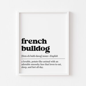 French Bulldog Definition Print, Funny Dog Poster, Frenchie Printable ...