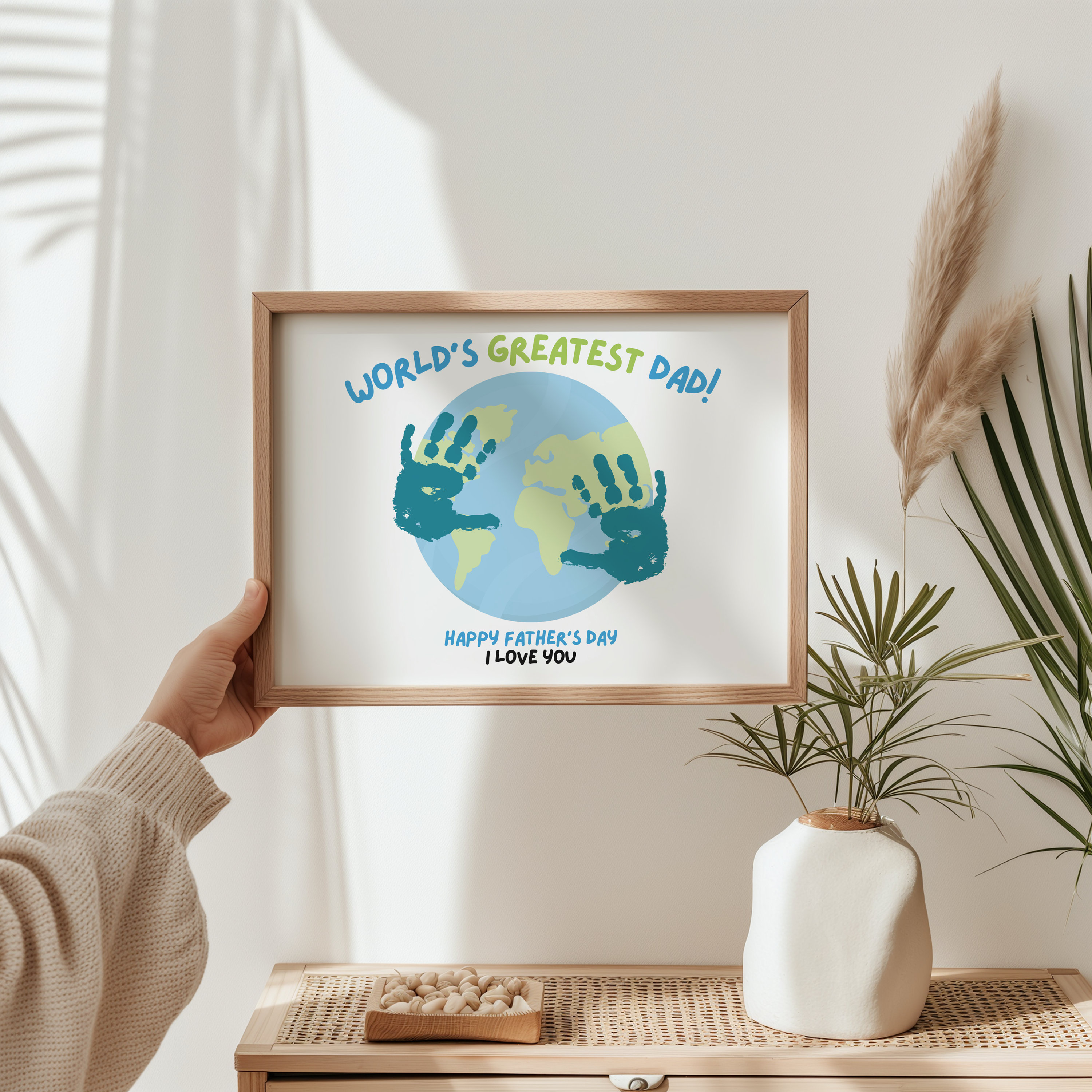 Father's Day Handprint Art, World's Greatest Dad, Gift for Dad ...
