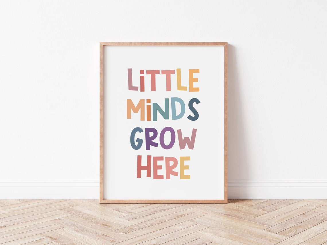 Little Minds Grow Here Print, Positive School Poster, Boho Rainbow ...