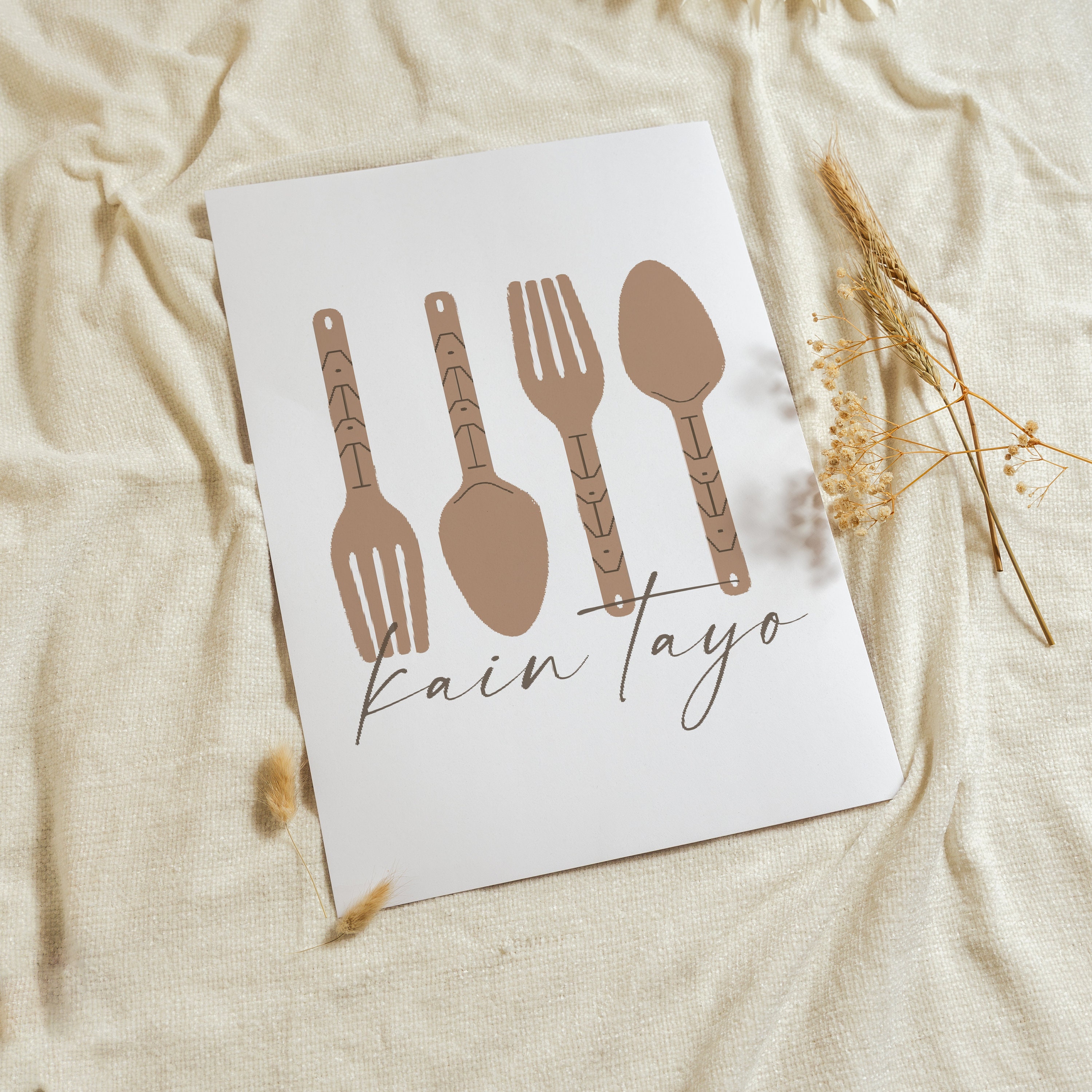 Kain Tayo Poster, Filipino Kitchen Decor, Pinoy Print, Tagalog Let's ...