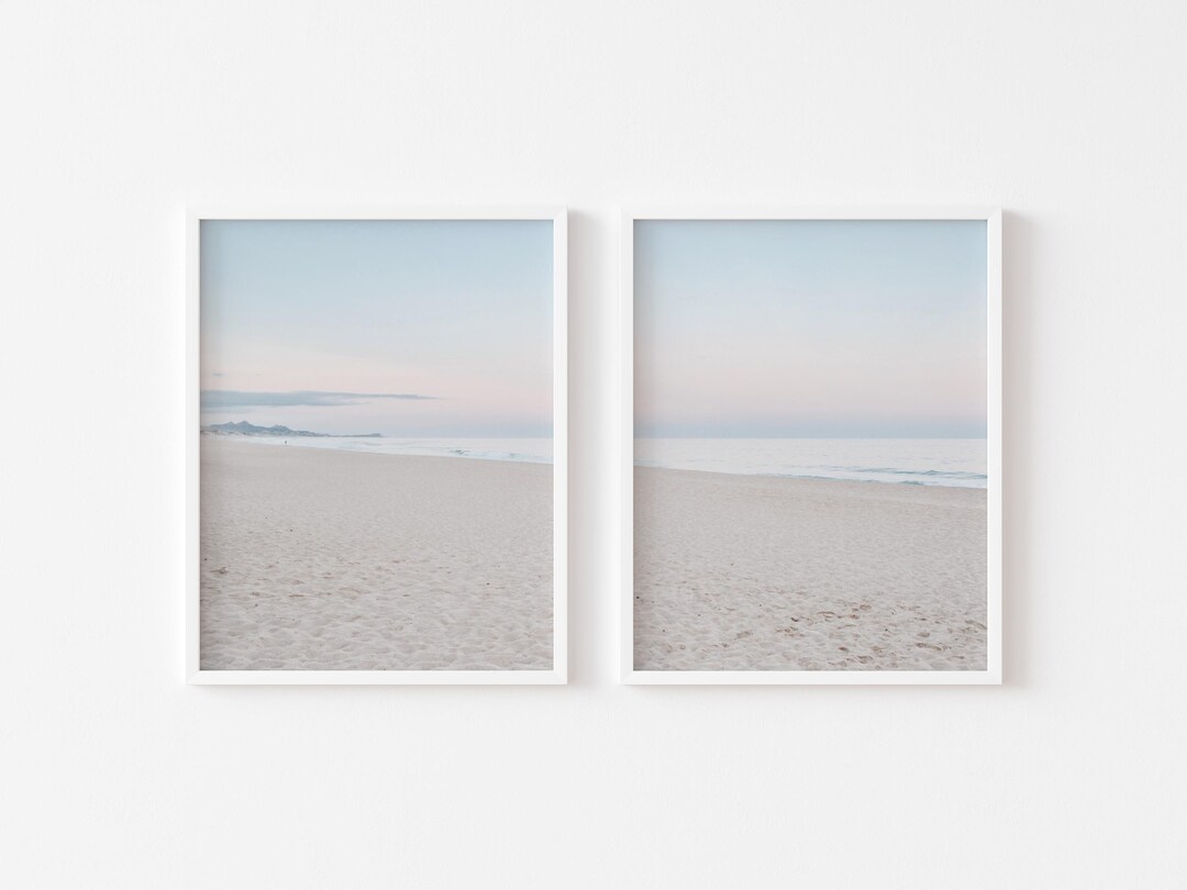 Muted Beach Set of 2 Prints, Coastal Wall Art, Beach House Decor ...