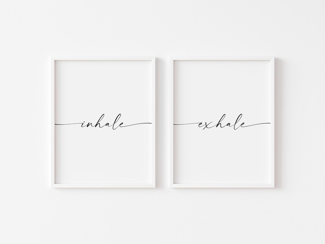 Inhale Exhale Poster, Yoga Print, Set of 2 Prints, Pilates Studio ...