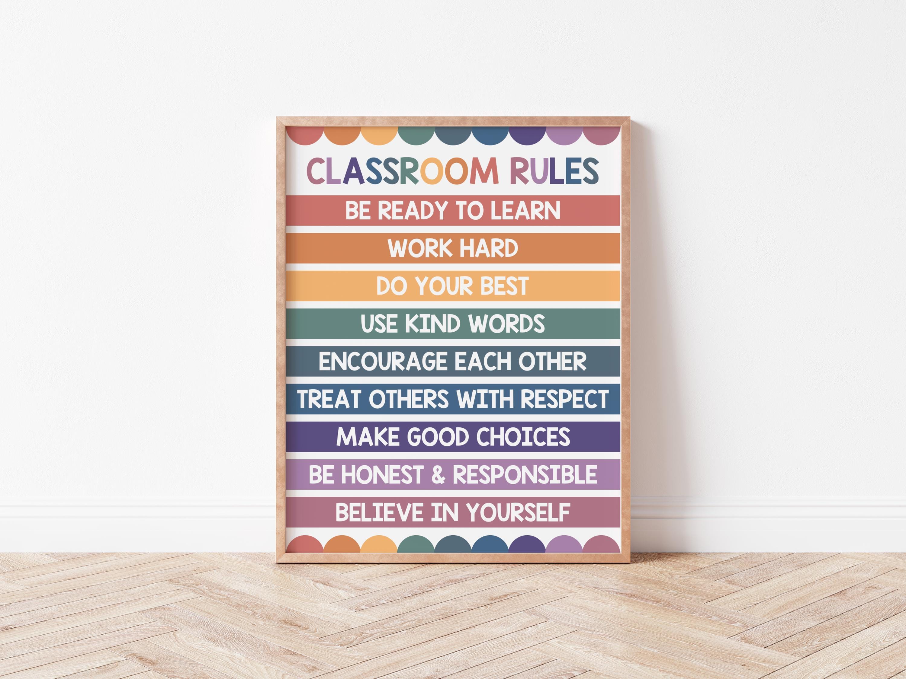 Colorful Classroom Rules Poster, Class Rules Sign, Montessori Classroom ...