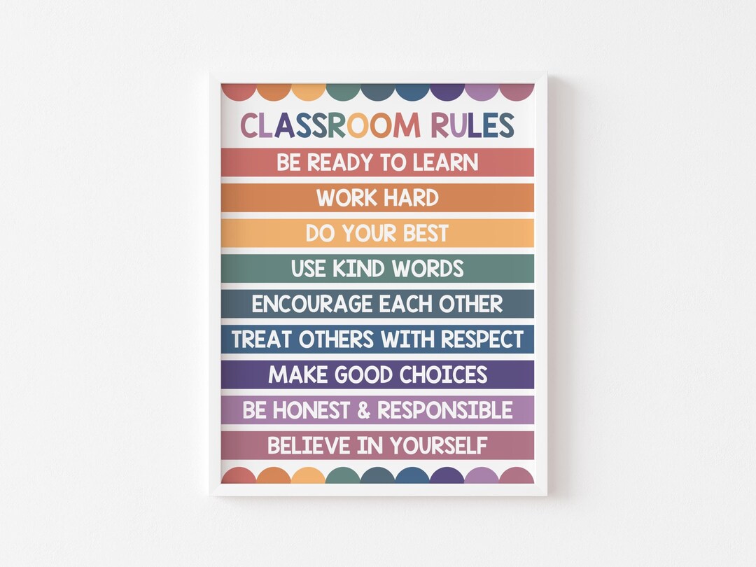 Colorful Classroom Rules Poster, Class Rules Sign, Montessori Classroom ...
