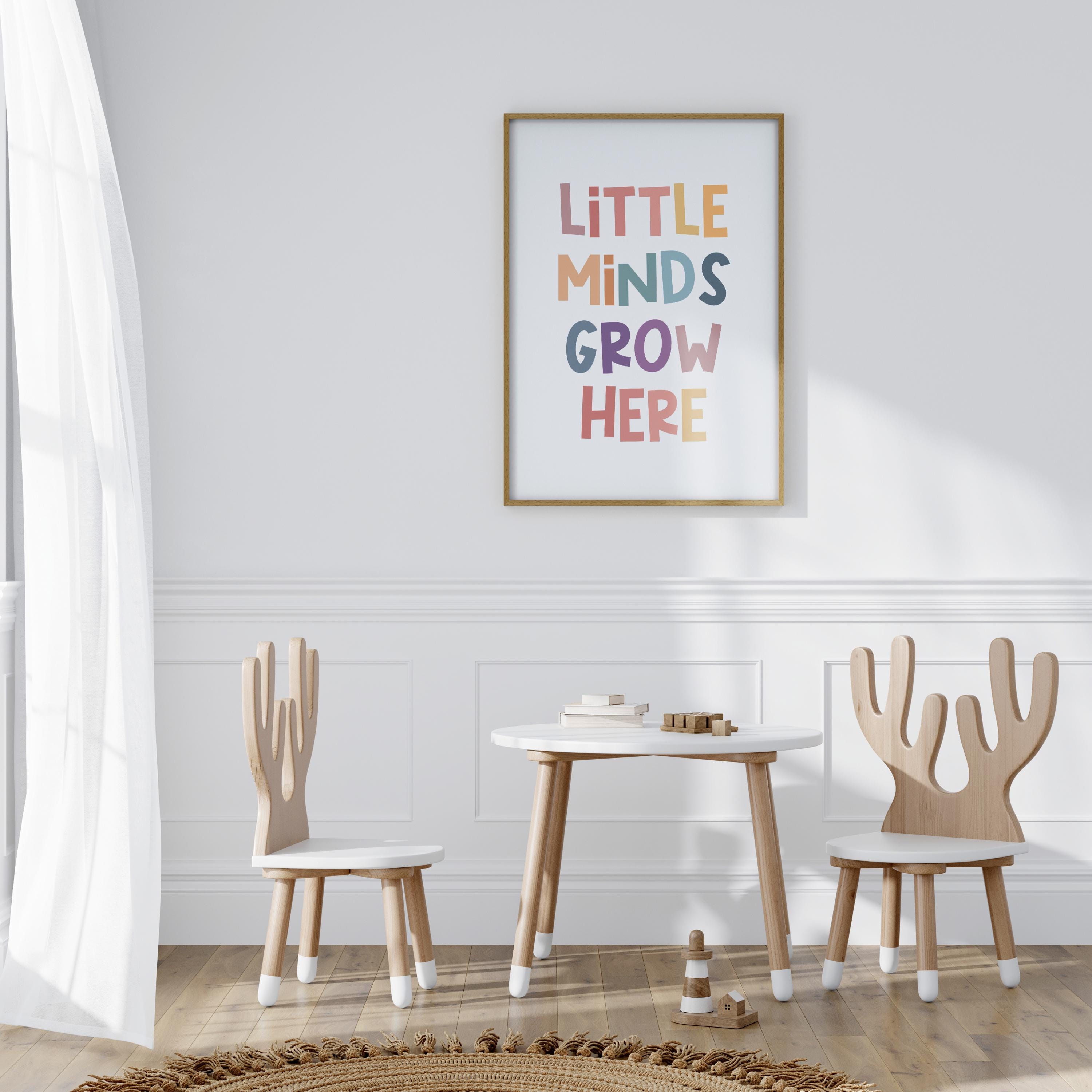Little Minds Grow Here Print, Positive School Poster, Boho Rainbow ...