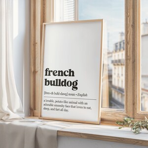 French Bulldog Definition Print, Funny Dog Poster, Frenchie Printable ...