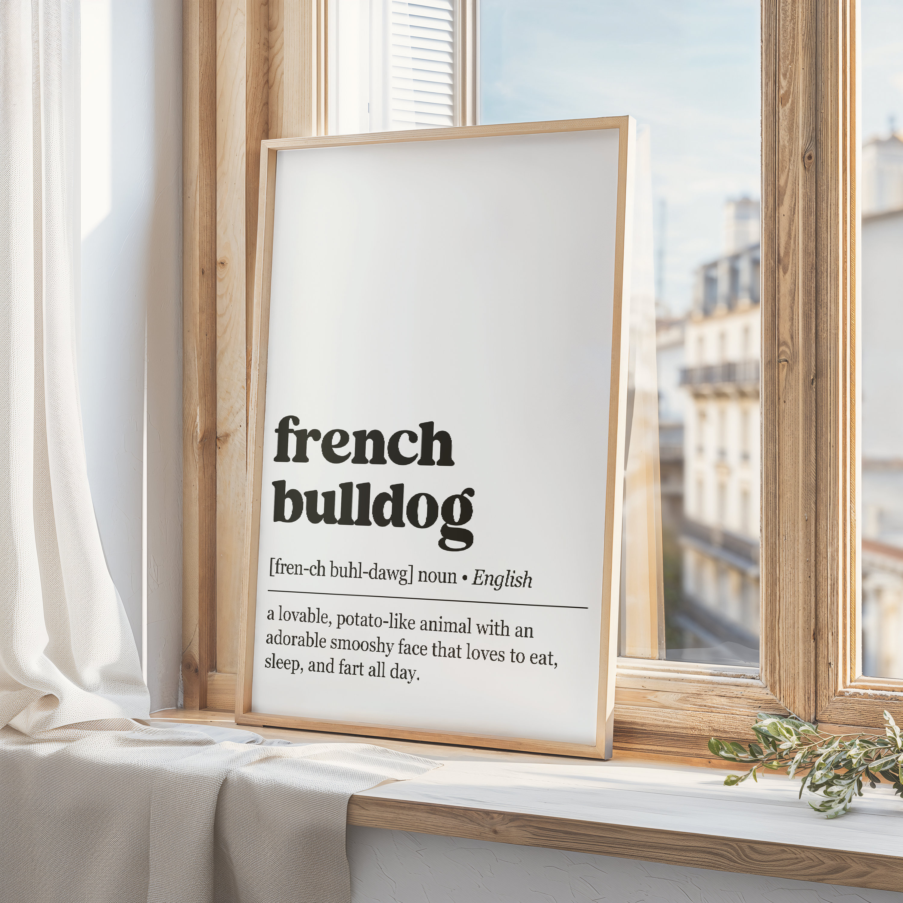 French Bulldog Definition Print, Funny Dog Poster, Frenchie Printable ...