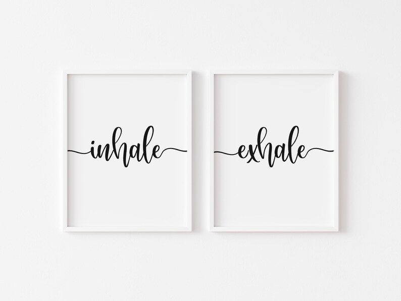 Inhale Exhale Print, Yoga Poster, Set of 2 Prints, Pilates Poster, Yoga ...