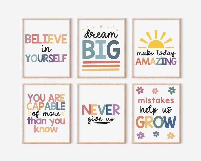 Positive Playroom Posters, Set of 6, Growth Mindset, Teacher Printables ...