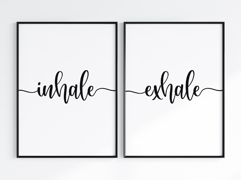 Inhale Exhale Print, Yoga Poster, Set of 2 Prints, Pilates Poster, Yoga ...