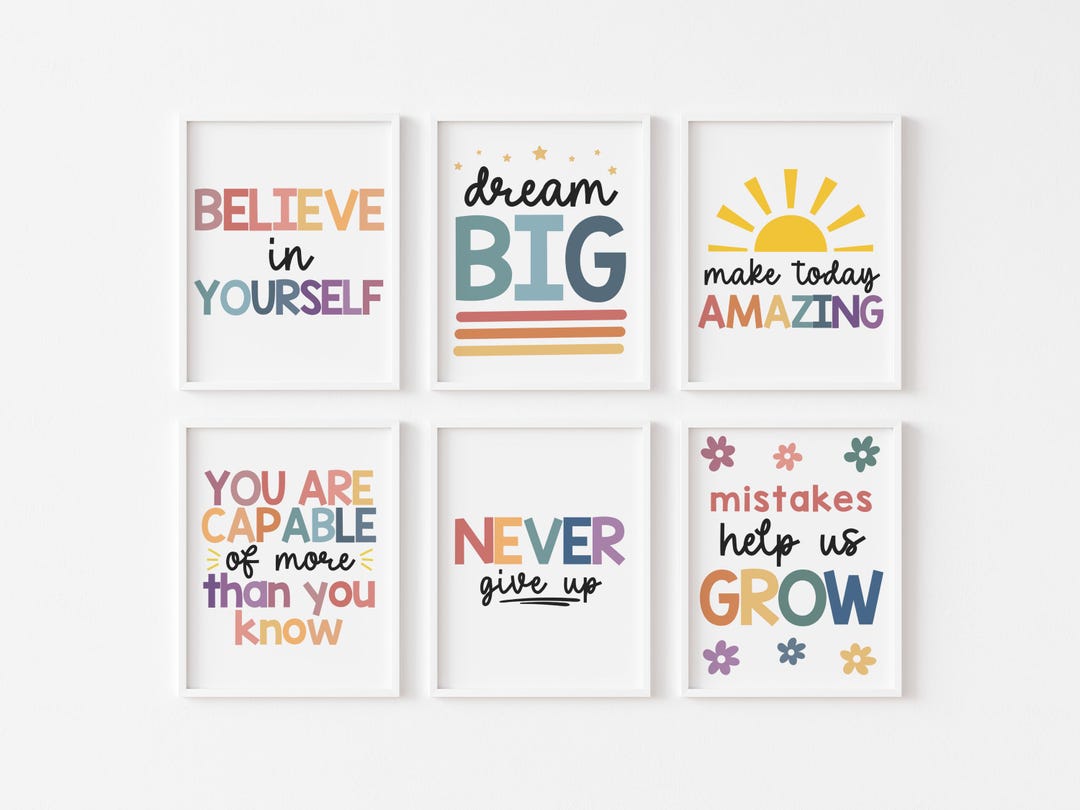 Positive Playroom Posters, Set of 6, Growth Mindset, Teacher Printables ...